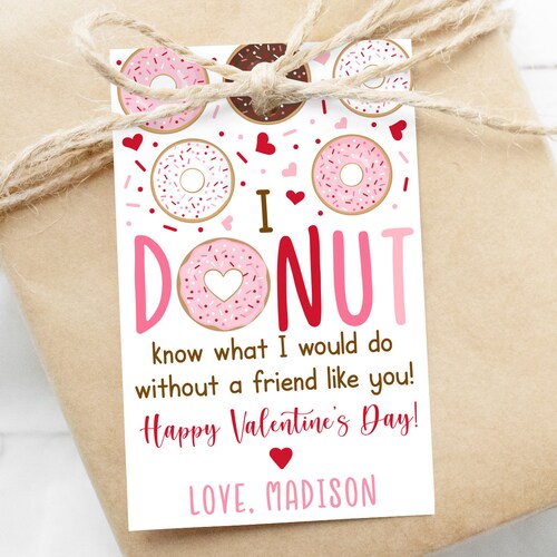 Editable Donut Valentine's Day Tags Friendship | Etsy