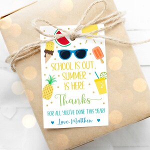 Editable Teacher Appreciation Gift Tag Thank You Tag Summer Schools Out ...