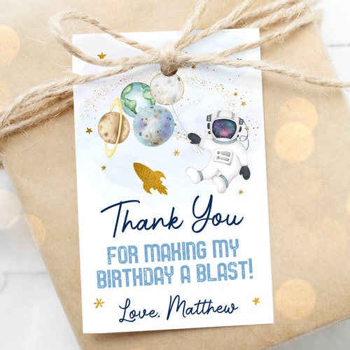 EDITABLE Space Birthday Tags Thank You Out of This World - Etsy