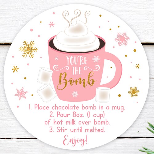 Hot Chocolate Bomb Tags Printable Hot Cocoa Bomb | Etsy