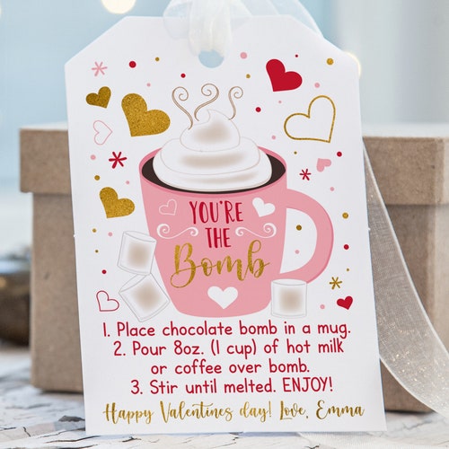 Editable Hot Chocolate Bomb Tag Valentine's Day Hot Cocoa - Etsy