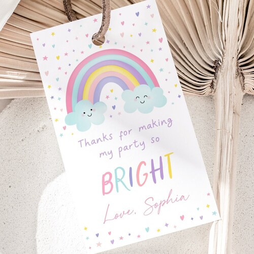 Editable Rainbow Favor Tag Rainbow Gift Tags Rainbow Thank You - Etsy ...