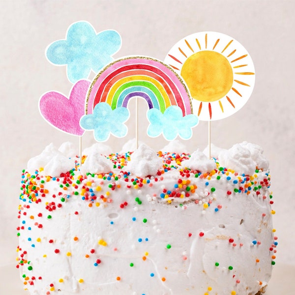 Rainbow Cake Topper - Etsy