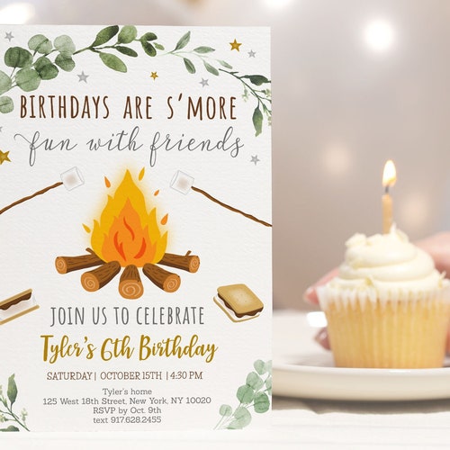 EDITABLE S'mores Birthday Invitation S'mores Bonfire - Etsy