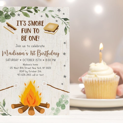 EDITABLE S'mores Birthday Invitation Camping Campfire - Etsy