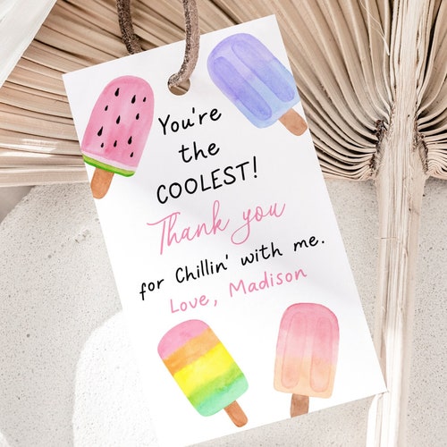 Popsicle Favor Tags Thank You Tags Two Cool Ice Cream - Etsy