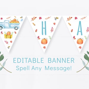 Editable Pumpkin Birthday Banner Pumpkin Truck Little Pumpkin Boy ...