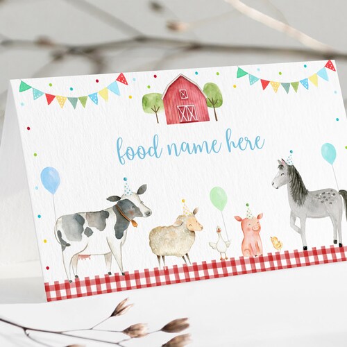 Editable Farm Birthday Tent Cards Food Labels Place Cards - Etsy
