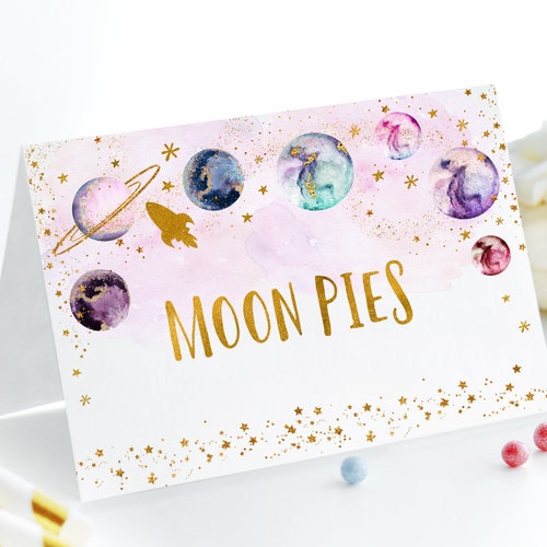 Editable Space Birthday Welcome Sign Pink Gold Galaxy Planets | Etsy