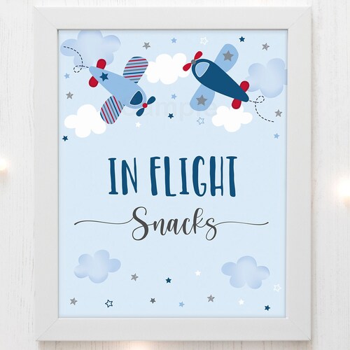 In Flight Snacks 5x7 8x10 Printable Boy's Airplane Baby - Etsy