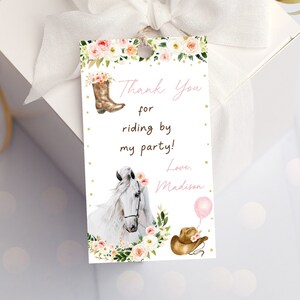 Editable Horse Birthday Thank You Tags Favor Tags Saddle up - Etsy