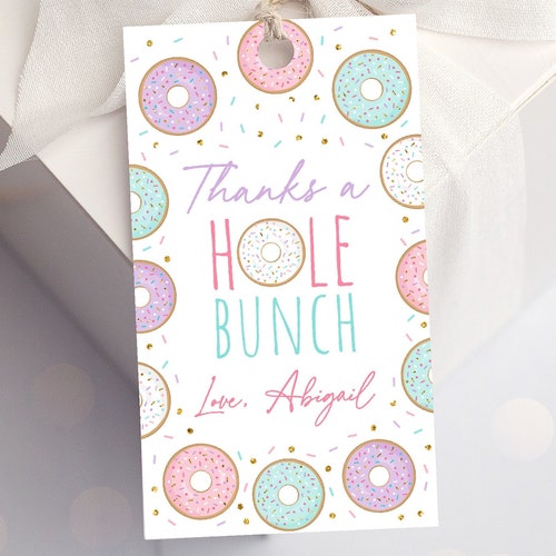 Editable Donut Birthday Thank You Tags Donut Party Favor - Etsy