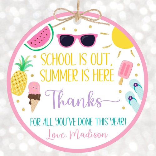 Editable Teacher Appreciation Gift Tag Thank You Tag Summer - Etsy