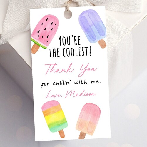 Popsicle Favor Tags Thank You Tags Two Cool Ice Cream - Etsy
