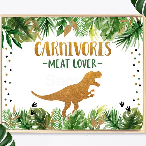 Carnivores Dinosaur Birthday Sign Dinosaur Birthday Gold - Etsy