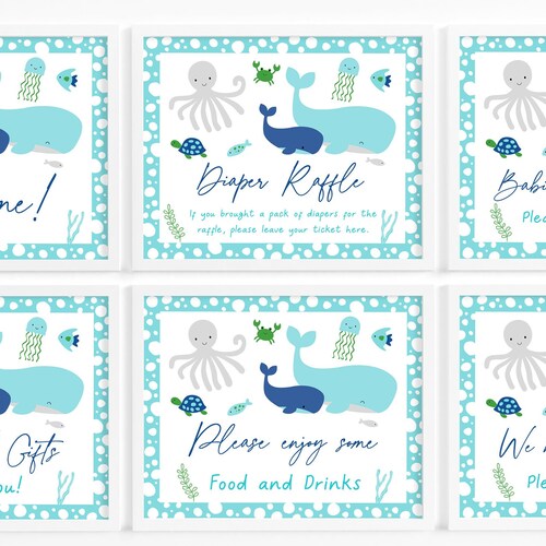 Blue Under the Sea Baby Shower Games Package Nautical Whale - Etsy