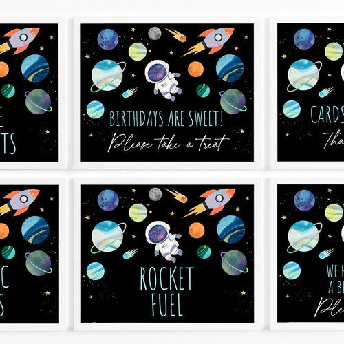 Outer Space Welcome Sign Set Astronaut Birthday Sign Bundle - Etsy
