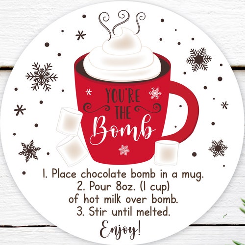 Hot Cocoa Bomb Tags. Hot Chocolate Bomb Instructions Card. - Etsy