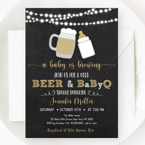A Baby is Brewing Baby Shower Invitation Template Beer Baby | Etsy