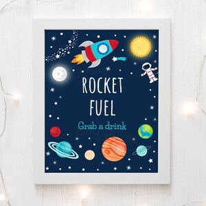 Space Rocket Fuel Birthday Drinks Sign Astronaut Planet Outer | Etsy