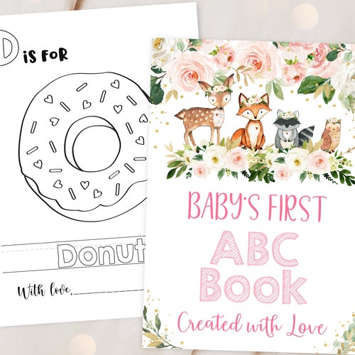 Baby's First ABC Book Baby Shower Game Coloring Book - Etsy