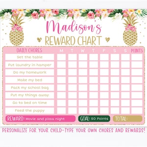 Editable Pineapple Reward Chart Chore Chart Behavior Chart - Etsy