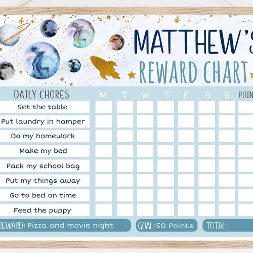 Editable Space Reward Chart Astronaut Rocket Ship Stars - Etsy