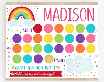EDITABLE Rainbow Reward Chartgirls Chore Chart Routine - Etsy