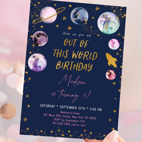 Editable Space Birthday Invitation Out of This World Birthday - Etsy