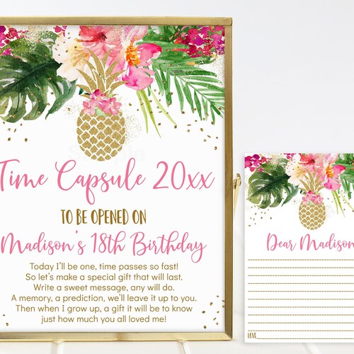 EDITABLE Pineapple Birthday Time Capsule Pineapple First - Etsy