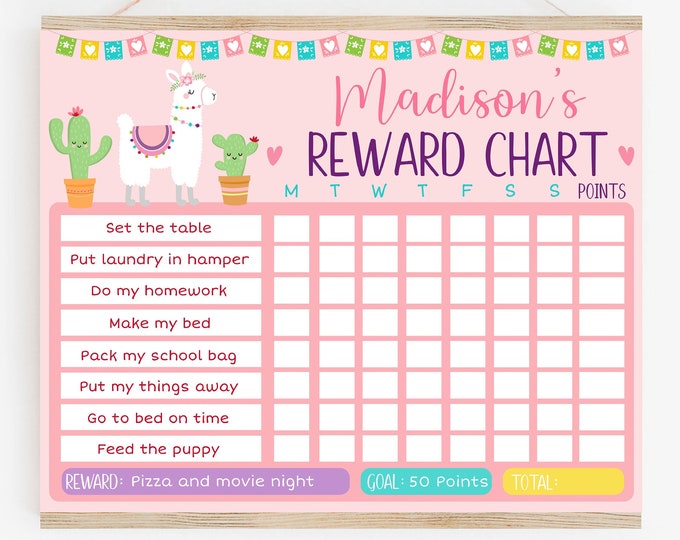 Editable Llama Reward Chart for Kids, Llama Routine Chart, Llama Kids ...