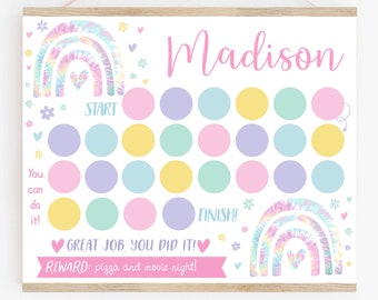 Printable Rainbow Reward Chart Girl's Sticker Chart - Etsy