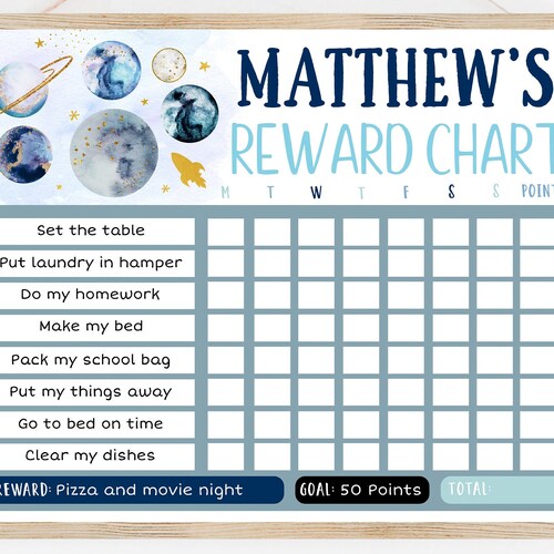 EDITABLE Space Reward Chart Outer Space Rocket Ship Astronaut - Etsy