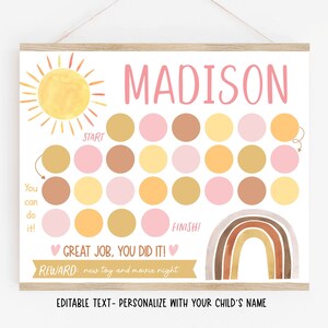 Editable Sunshine Rainbow Reward Chart, Boho Sunshine Sticker Chart ...