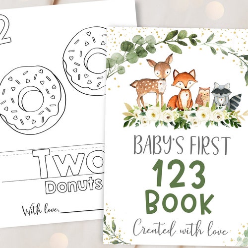 ABC Book Baby Shower Game Woodland Greenery Alphabet Coloring - Etsy