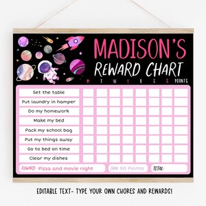 Editable Space Reward Chart Astronaut Galaxy Rocket Ship - Etsy