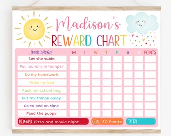 Printable Rainbow Reward Chart for Kids Editable PDF Sunshine Behavior ...