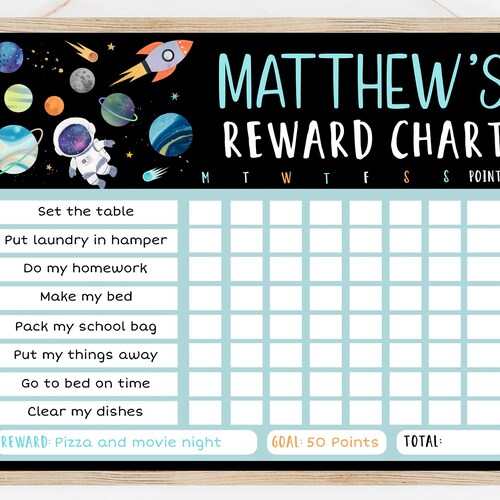 Editable Space Reward Chart Astronaut Galaxy Rocket Ship - Etsy