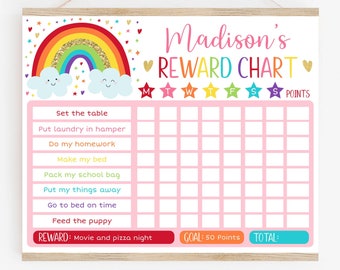 Printable Rainbow Reward Chart for Kids Editable PDF Sunshine - Etsy