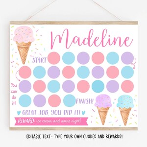 Editable Ice Cream Reward Chart, Ice Cream Sticker Chart, Potty ...