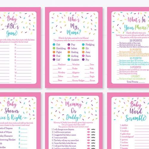 Printable Baby Sprinkle Games Instant Download Rainbow - Etsy