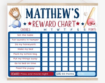Printable Baseball Reward Chart, Sports Incentive (digital Download) - Etsy