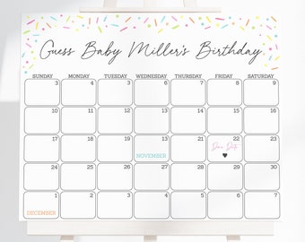 Due Date Calendar Sprinkle - Etsy