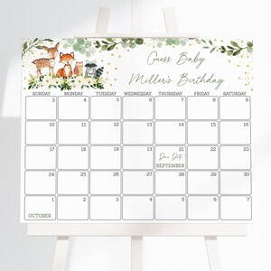 EDITABLE Woodland Birthday Predictions Calendar Woodland Baby - Etsy