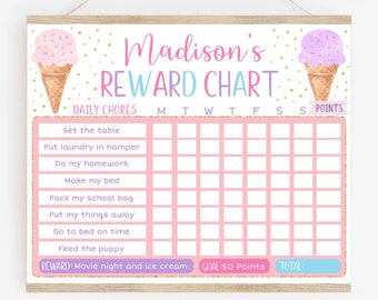 Personalized Incentive Chart for Multiple Children Ice Cream - Etsy