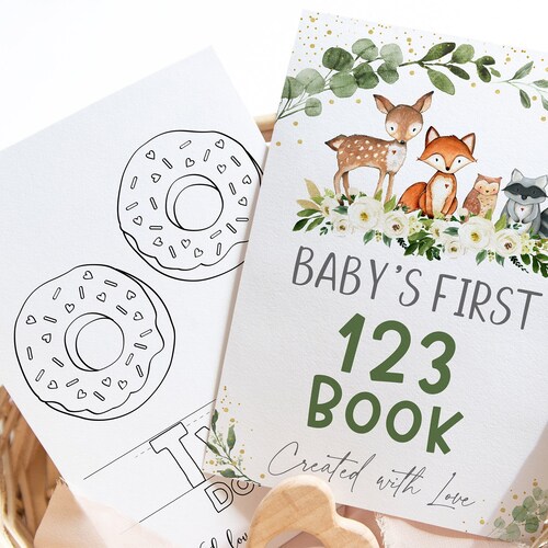 ABC Book Baby Shower Game Woodland Greenery Alphabet Coloring - Etsy