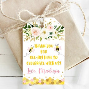 Editable Bee Birthday Favor Tags Thank You Tags Thanks For | Etsy