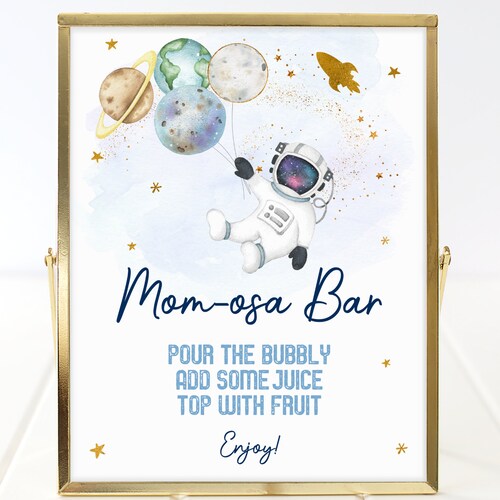 Galaxy Outer Space Mimosa Bar Sign Astronaut Blue Gold Boy | Etsy