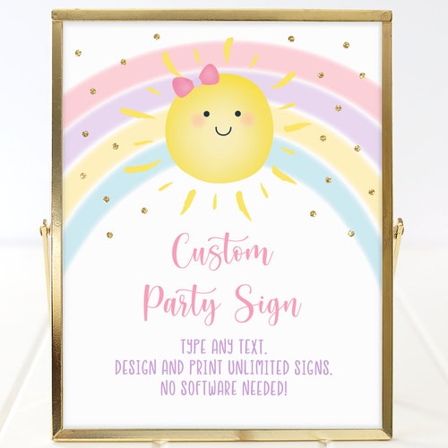 EDITABLE Rainbow Birthday Sign Rainbow Party Sign Pastel - Etsy