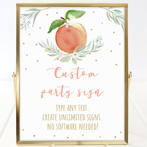 Editable Peach First Birthday Wishes Sweet as A Peach Party - Etsy